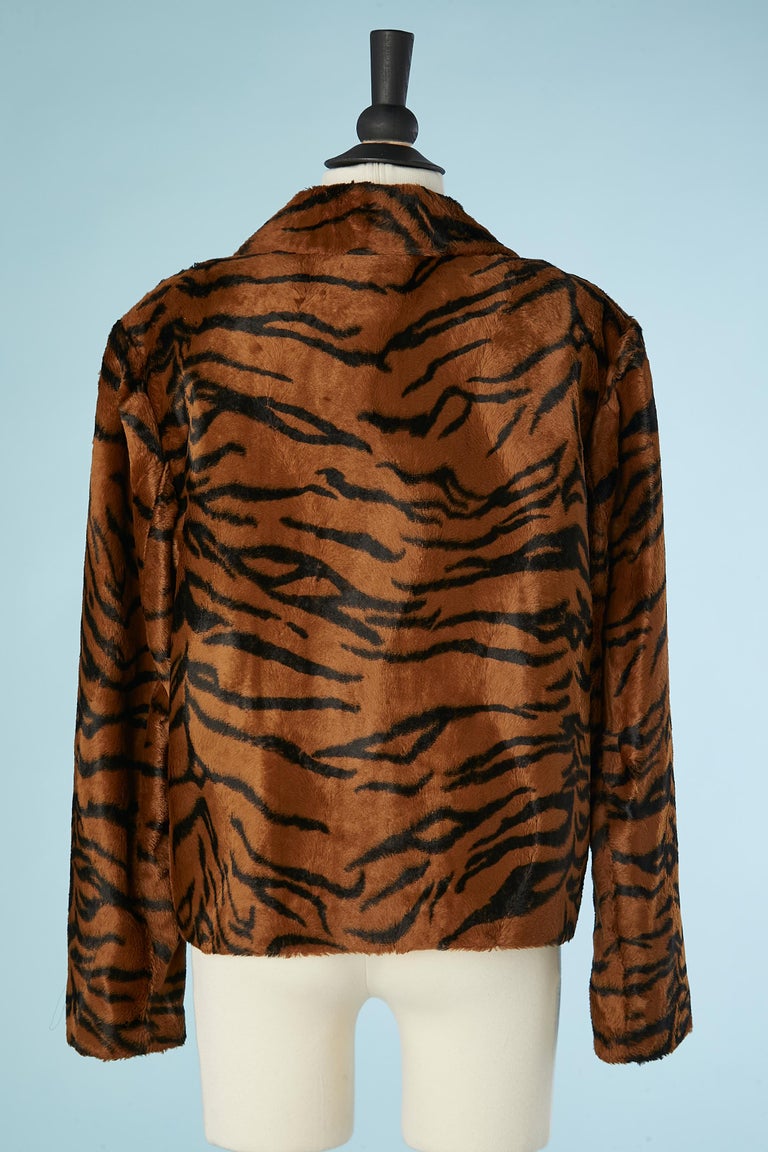 Tiger printed faux fur single-breasted jacket Versace Jeans Couture For ...