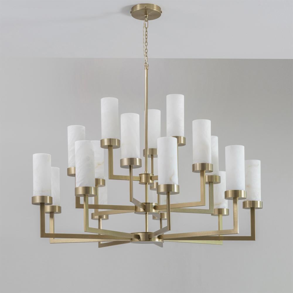 Contemporary 18 arm Gold Compass Chandelier with Alabaster by Tigermoth ...