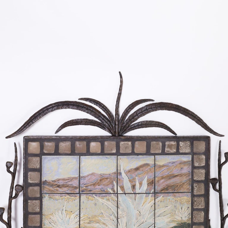 Tile Plaque with Iron Frame For Sale at 1stDibs