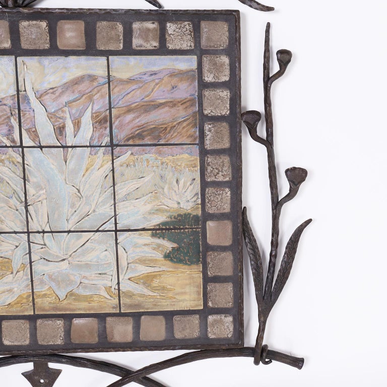 Tile Plaque with Iron Frame For Sale at 1stDibs