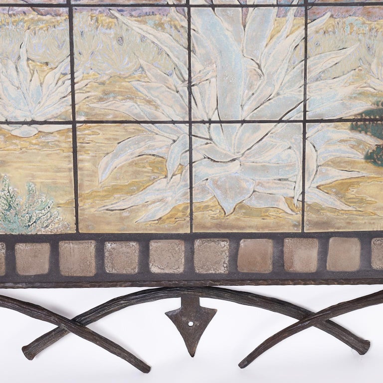 Tile Plaque with Iron Frame For Sale at 1stDibs