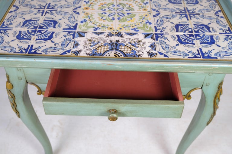 Tile table, Painted, Rococo form, 1780 For Sale at 1stDibs