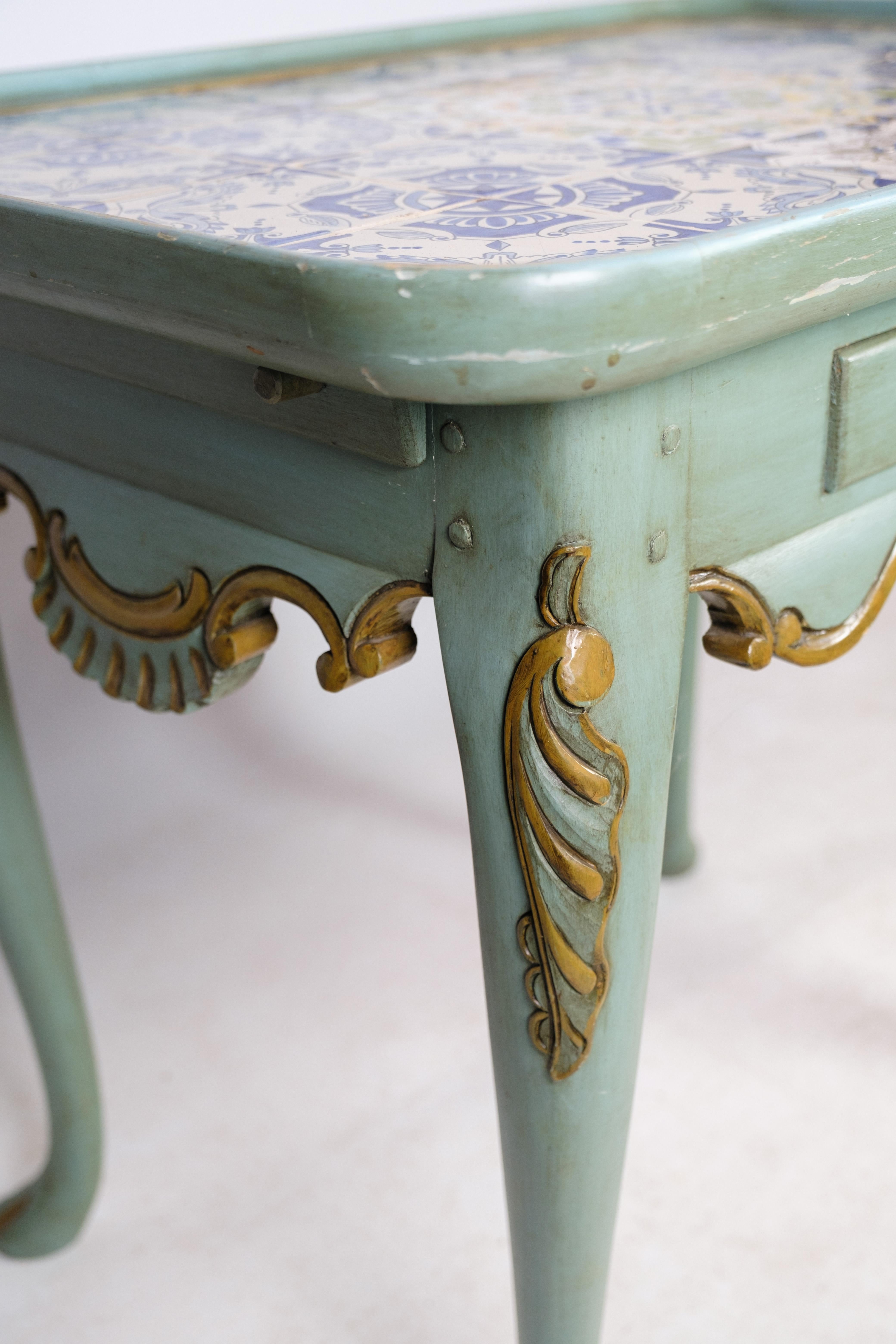Tile Table, Painted, Rococo Form, 1780 For Sale at 1stDibs