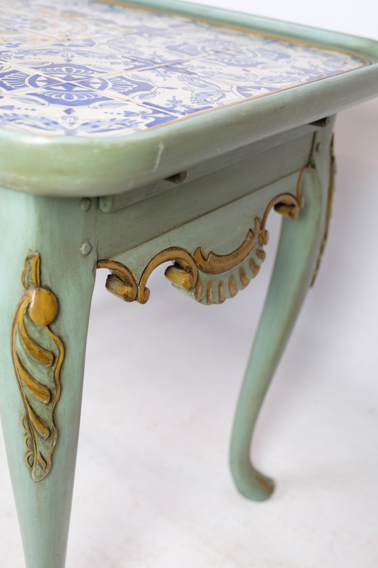 Tile table, Painted, Rococo form, 1780 For Sale at 1stDibs