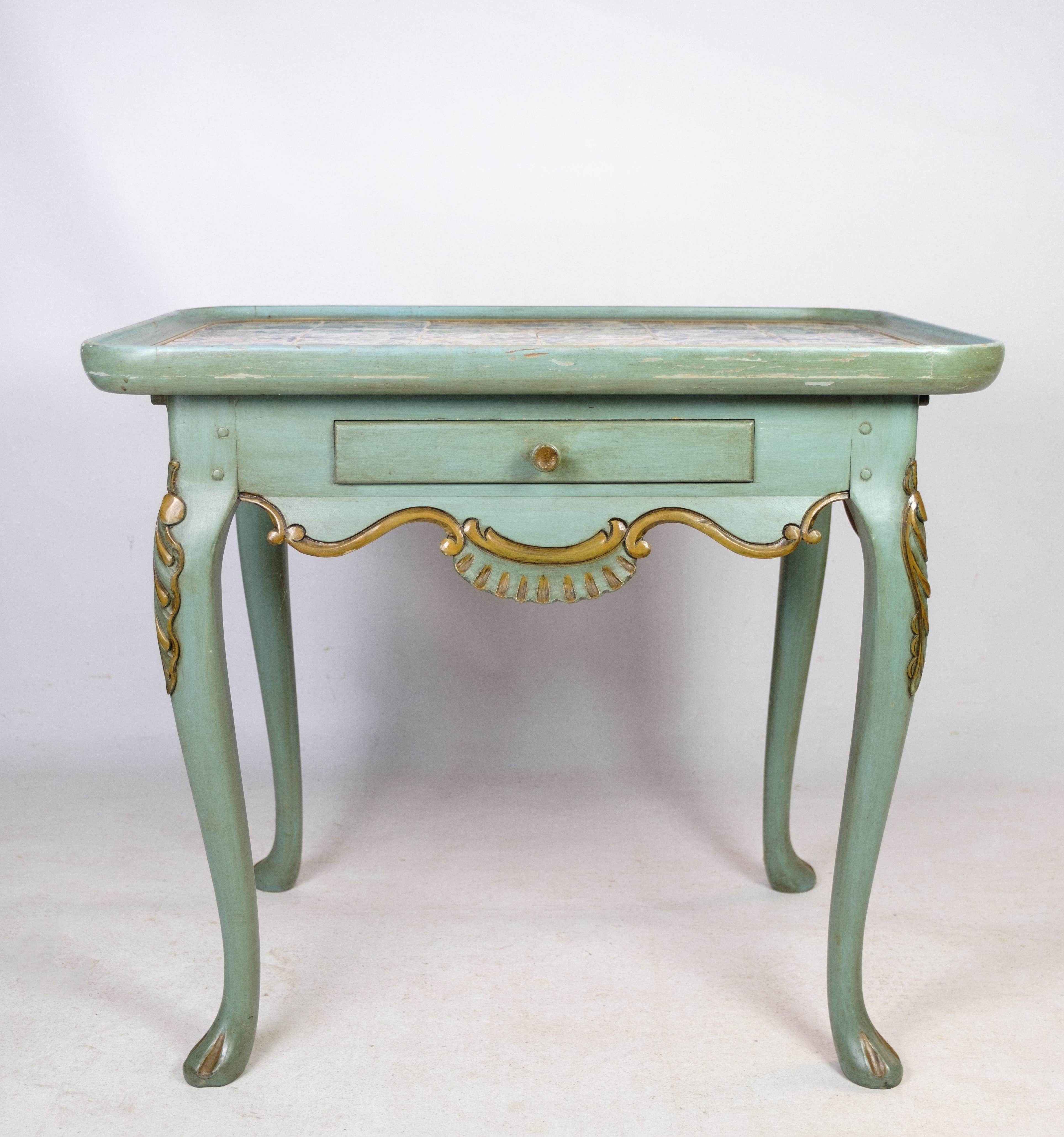 Tile Table, Painted, Rococo Form, 1780 For Sale at 1stDibs