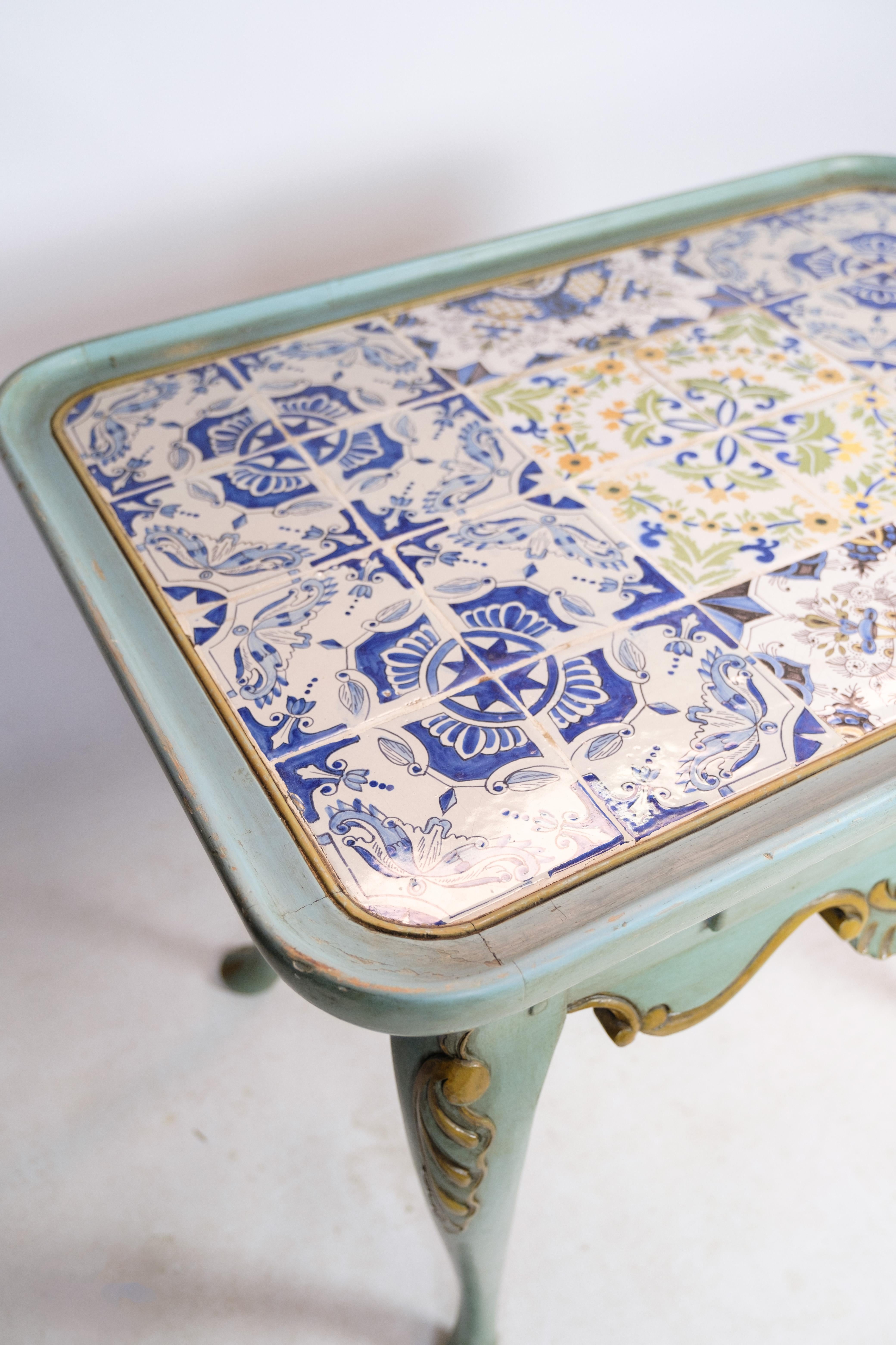 Tile Table, Painted, Rococo Form, 1780 For Sale at 1stDibs