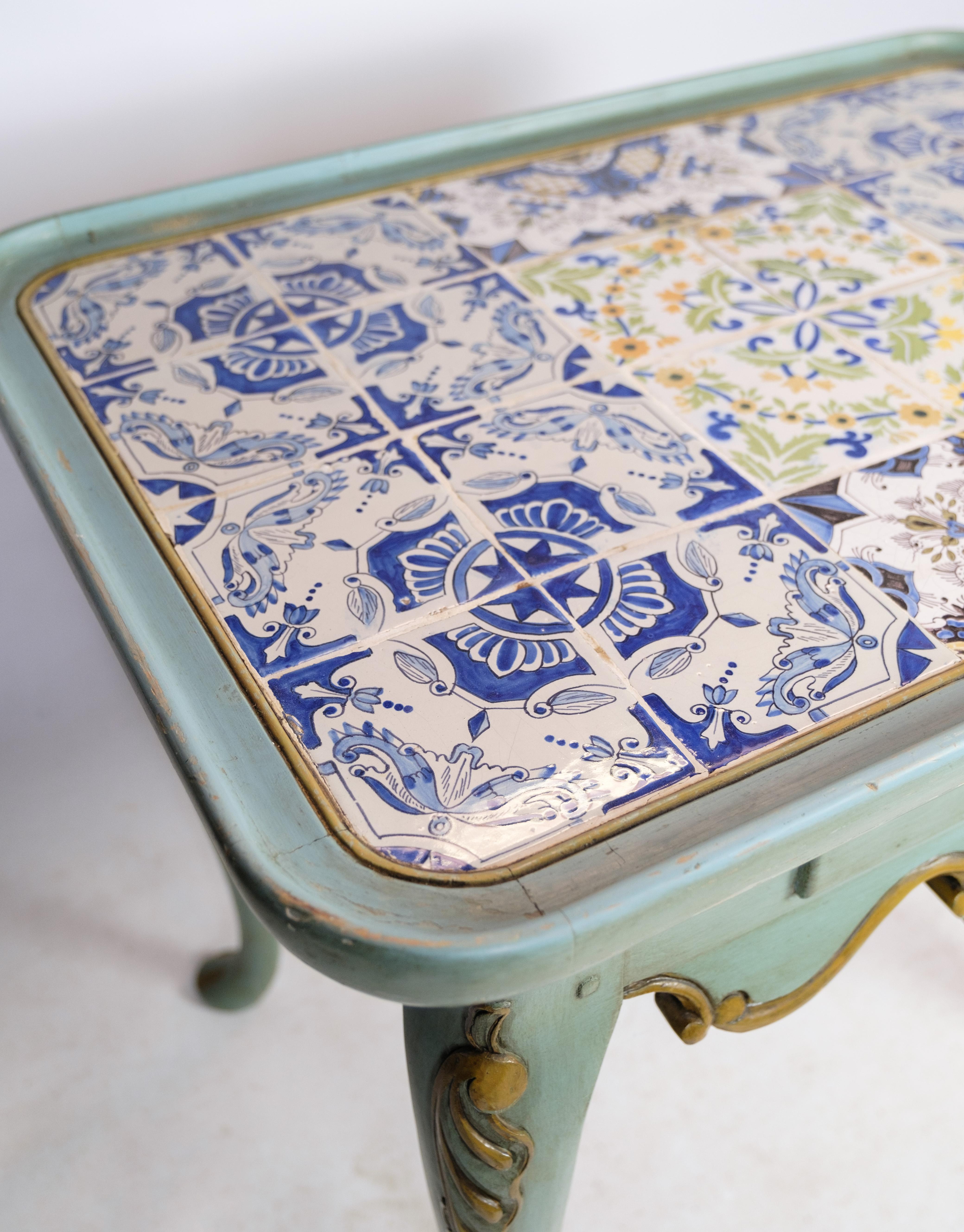 Tile Table, Painted, Rococo Form, 1780 For Sale at 1stDibs