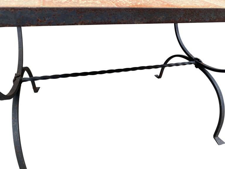 Tile Top Wrought Iron Table For Sale at 1stDibs | wrought iron table ...