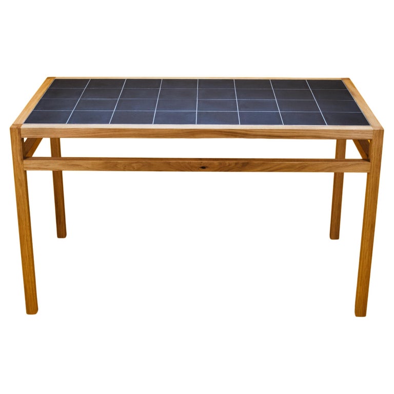 Tiled Kitchen / Dining Table in Oak, Elegant French Black Porcelain ...