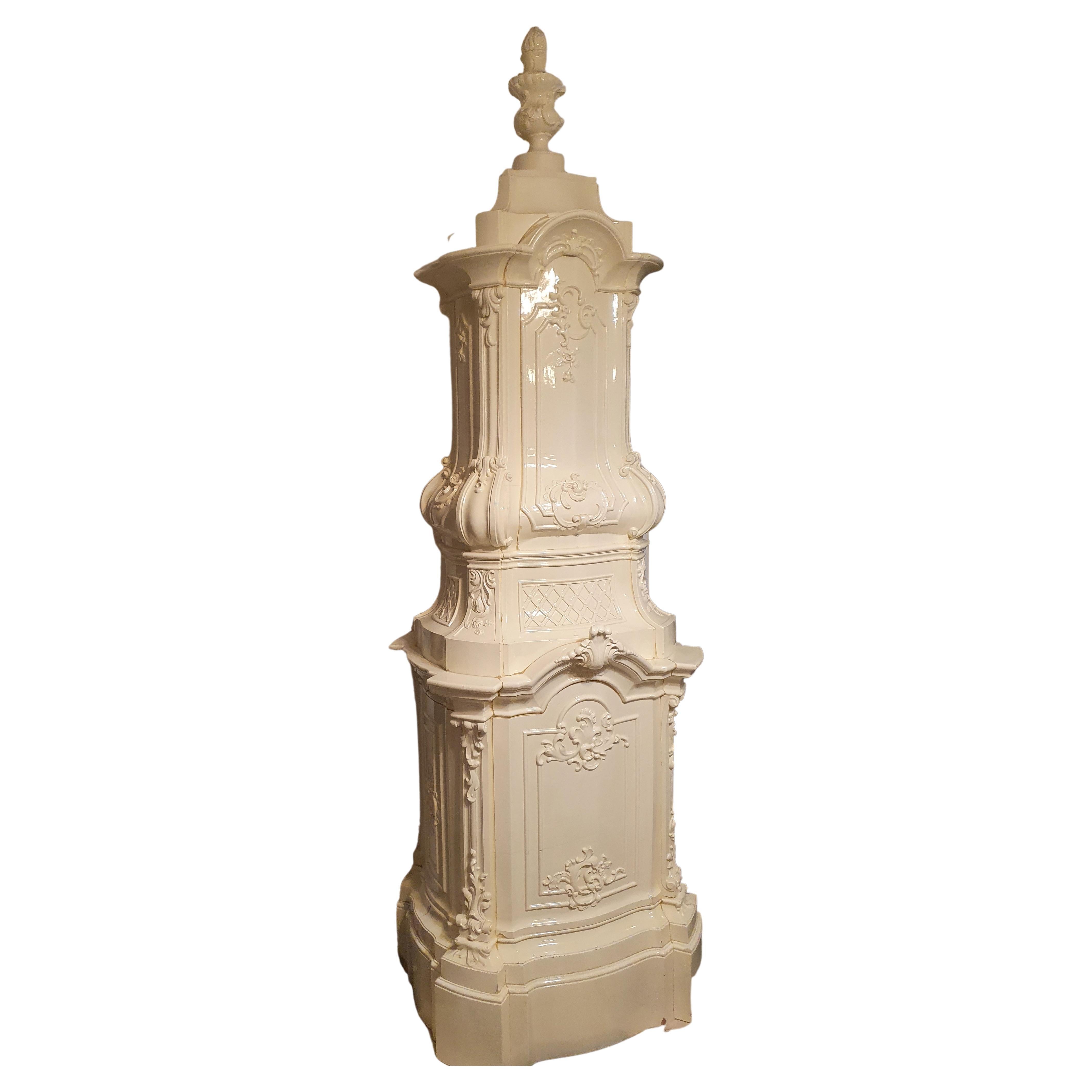 Antique 19th Century Dutch Provincial Marble-Top Ceramic Tile Stove ...