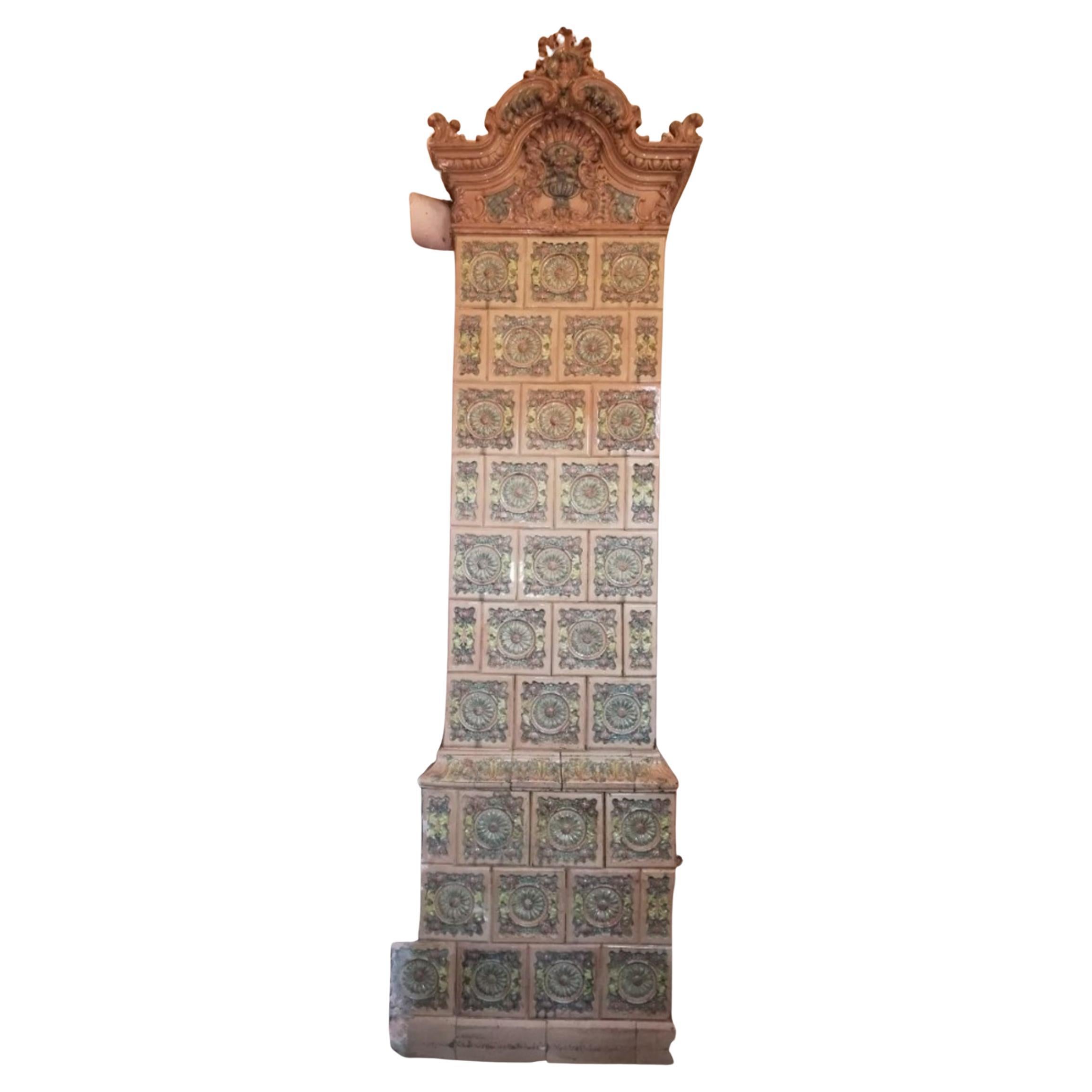 Antique 19th Century Dutch Provincial Marble-Top Ceramic Tile Stove ...