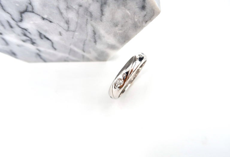 Tilted Slash Diamond Dotted 18 Karat White Gold Men's Band Ring For ...