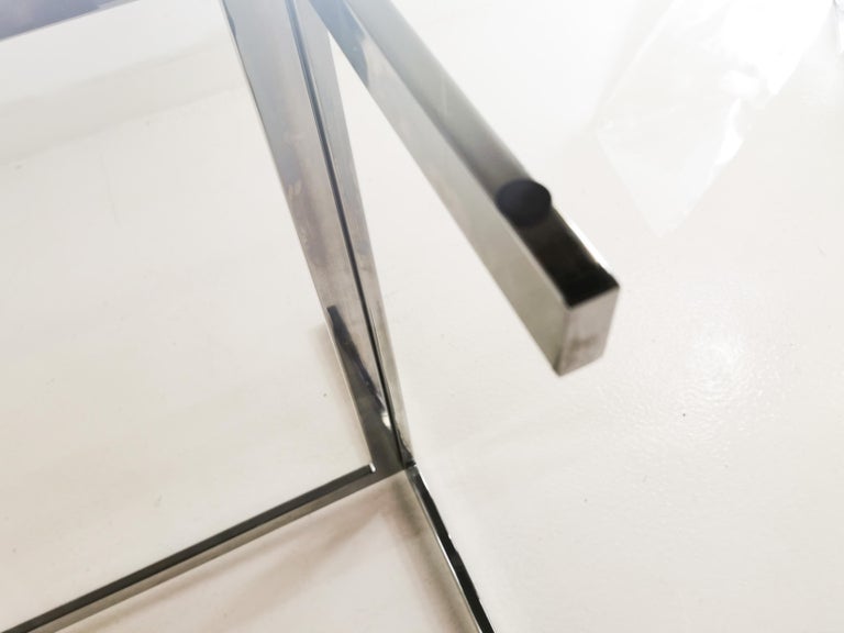 Tim Bates for Pieff Glass and Chrome Dining Table Desk Midcentury ...