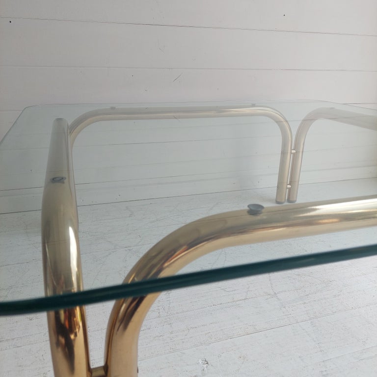 Tim Bates for Pieff Kadia Gilded Chrome and Glass Coffee Table, 1970s ...