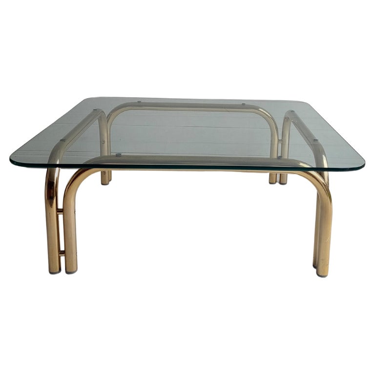 Tim Bates for Pieff Kadia Gilded Chrome and Glass Coffee Table, 1970s ...