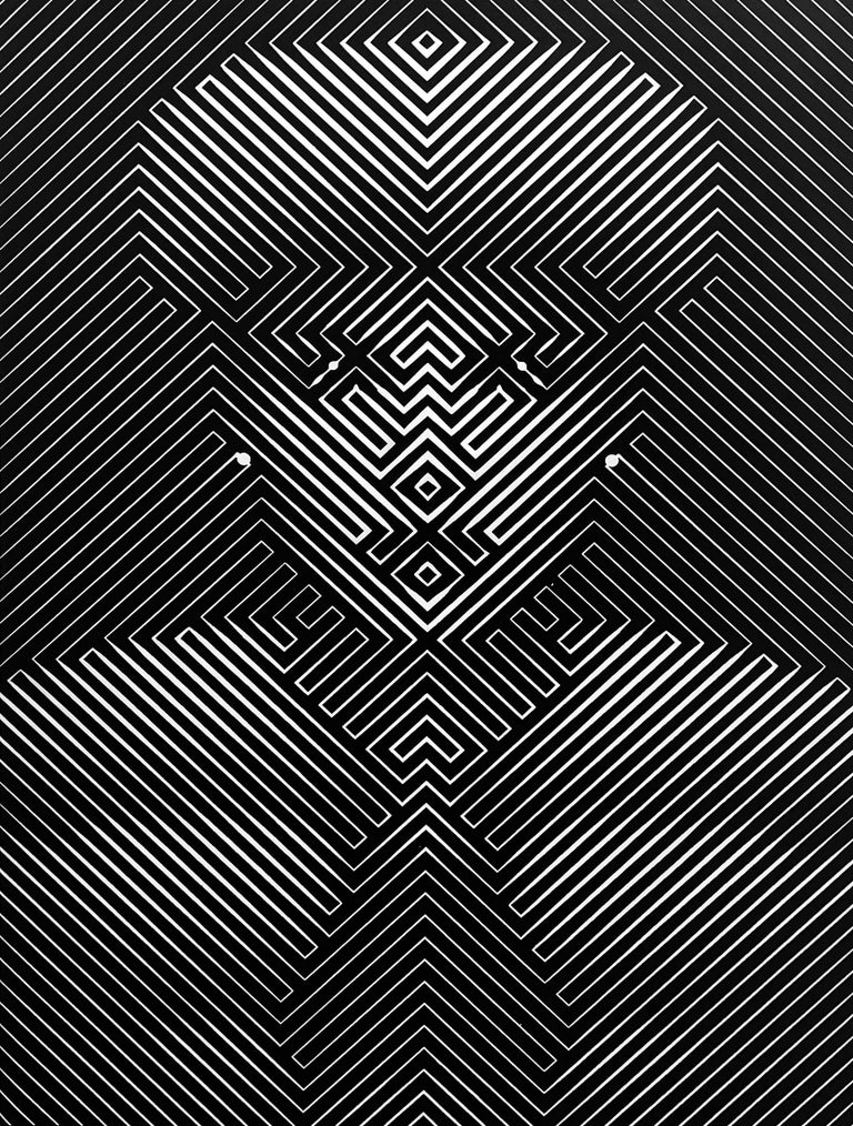 Tim Christie - "Minky" - Geometric Figurative Op Art Original Painting ...