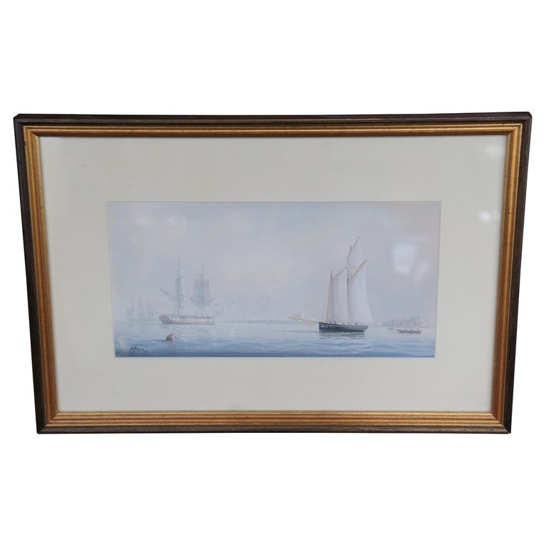 Tim Thompson Becalmed Off Castle Court Martime Sailing Boat Watercolour ...