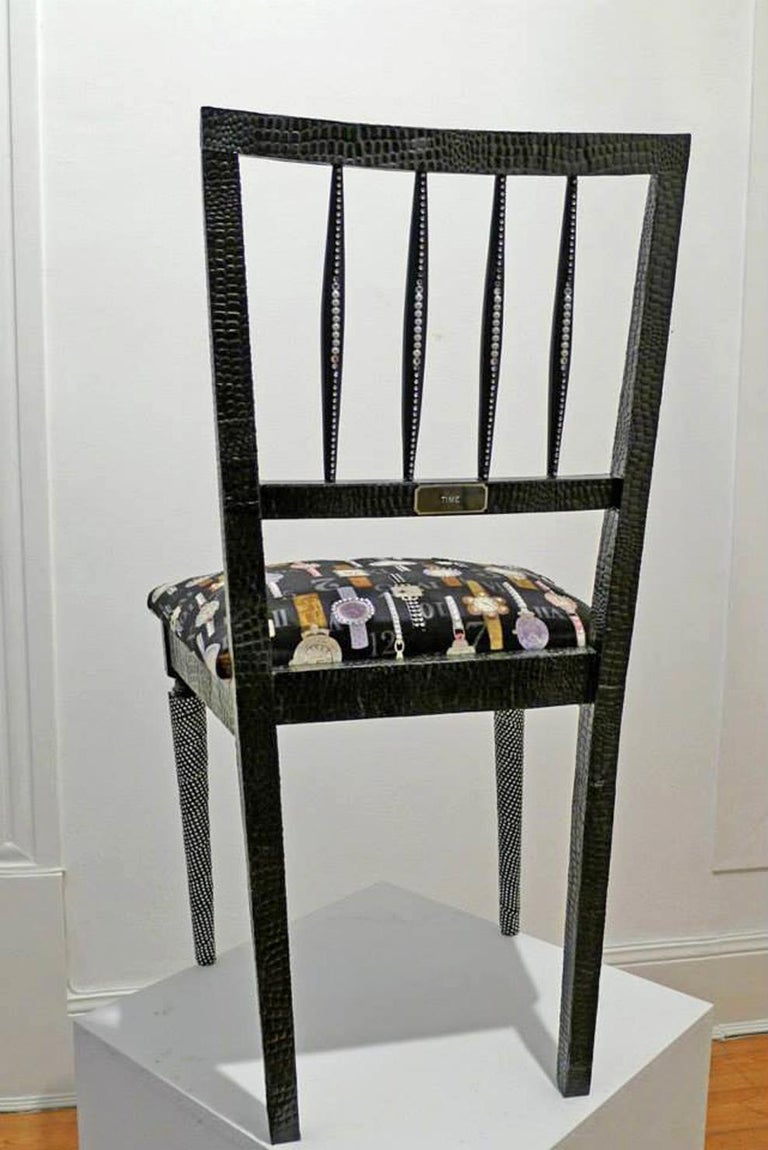 "Time" Eclectic Chair Watches with Diamonds and Pearls Applied on Black ...