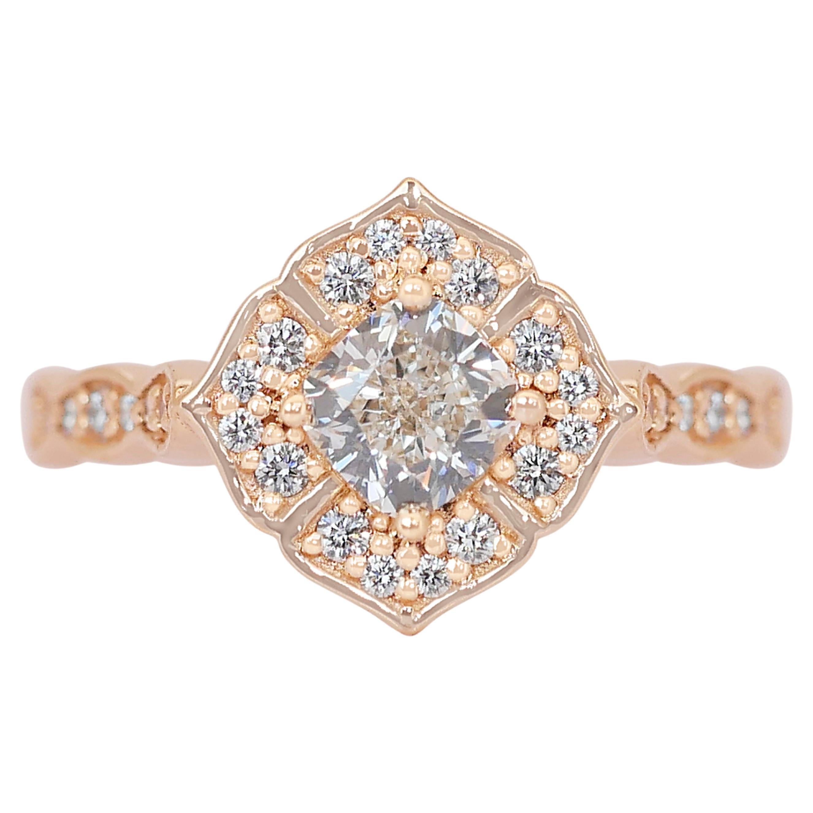 Stylish 1.21ct Diamonds Vintage Style Pave Ring in 18k Yellow Gold ...