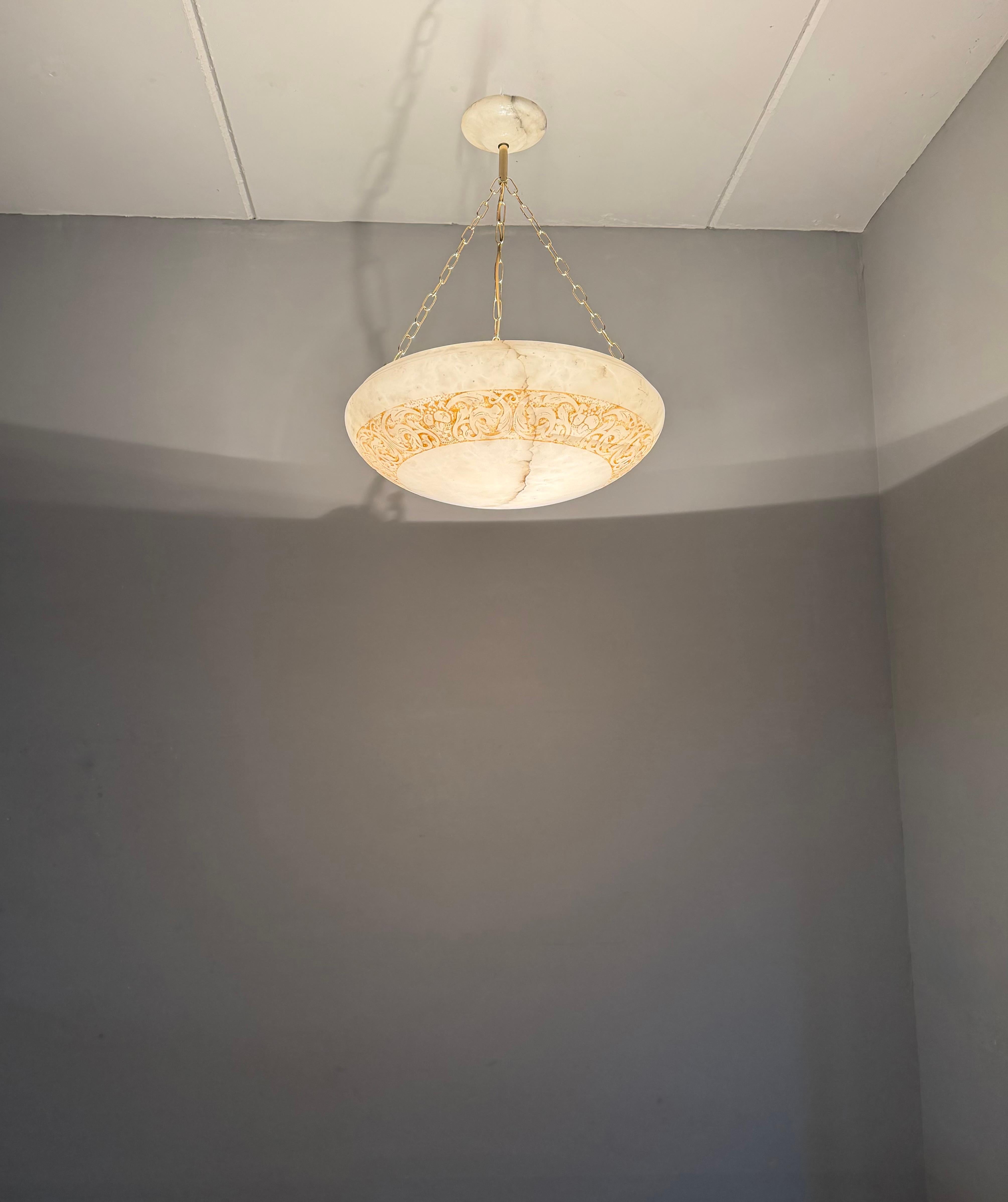 TIMELESS Art Deco Design Large Alabaster PENDANT LIGHT in Good ...