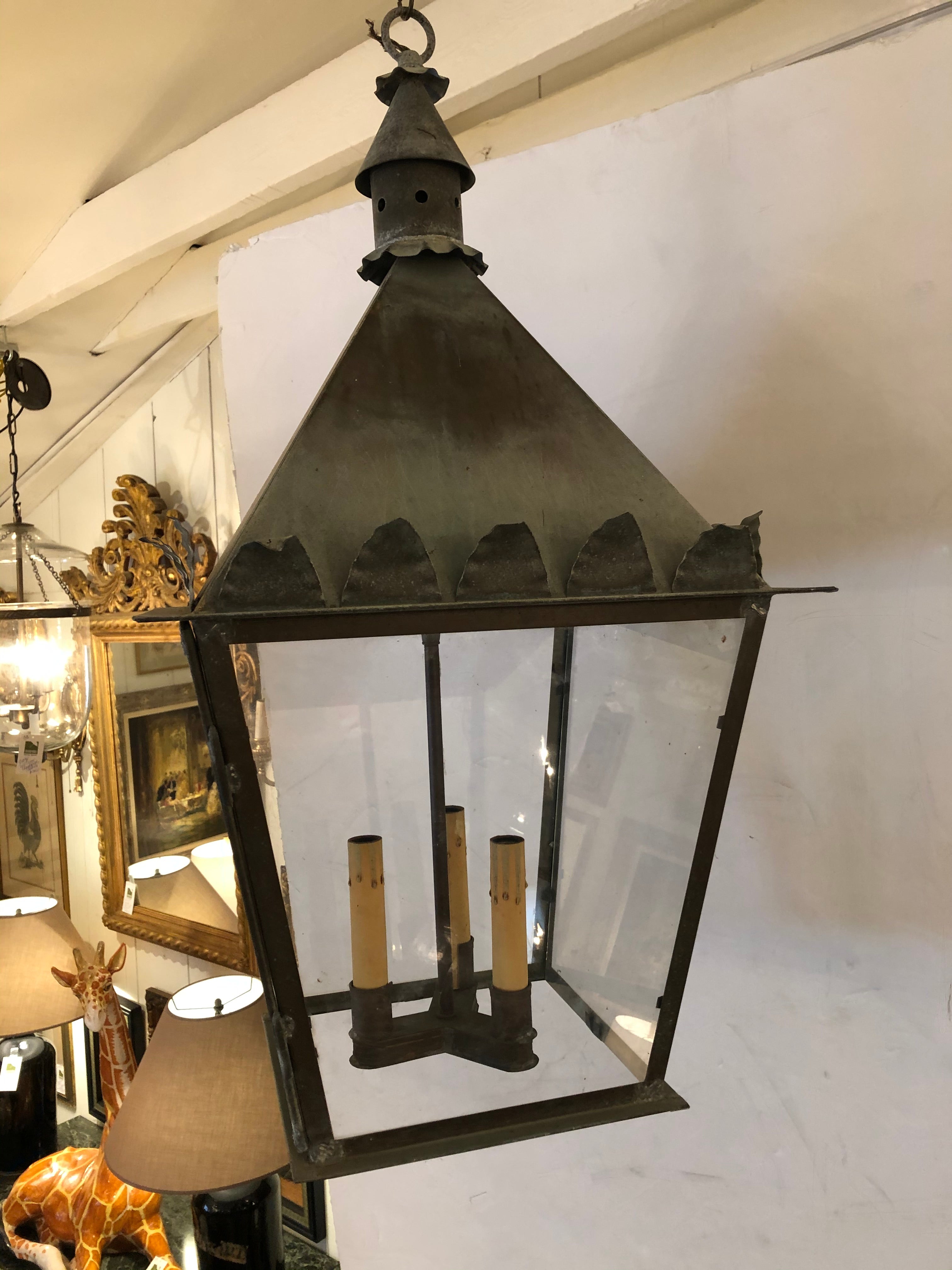 Timeless Copper Lantern with Zinc Colored Finish at 1stDibs