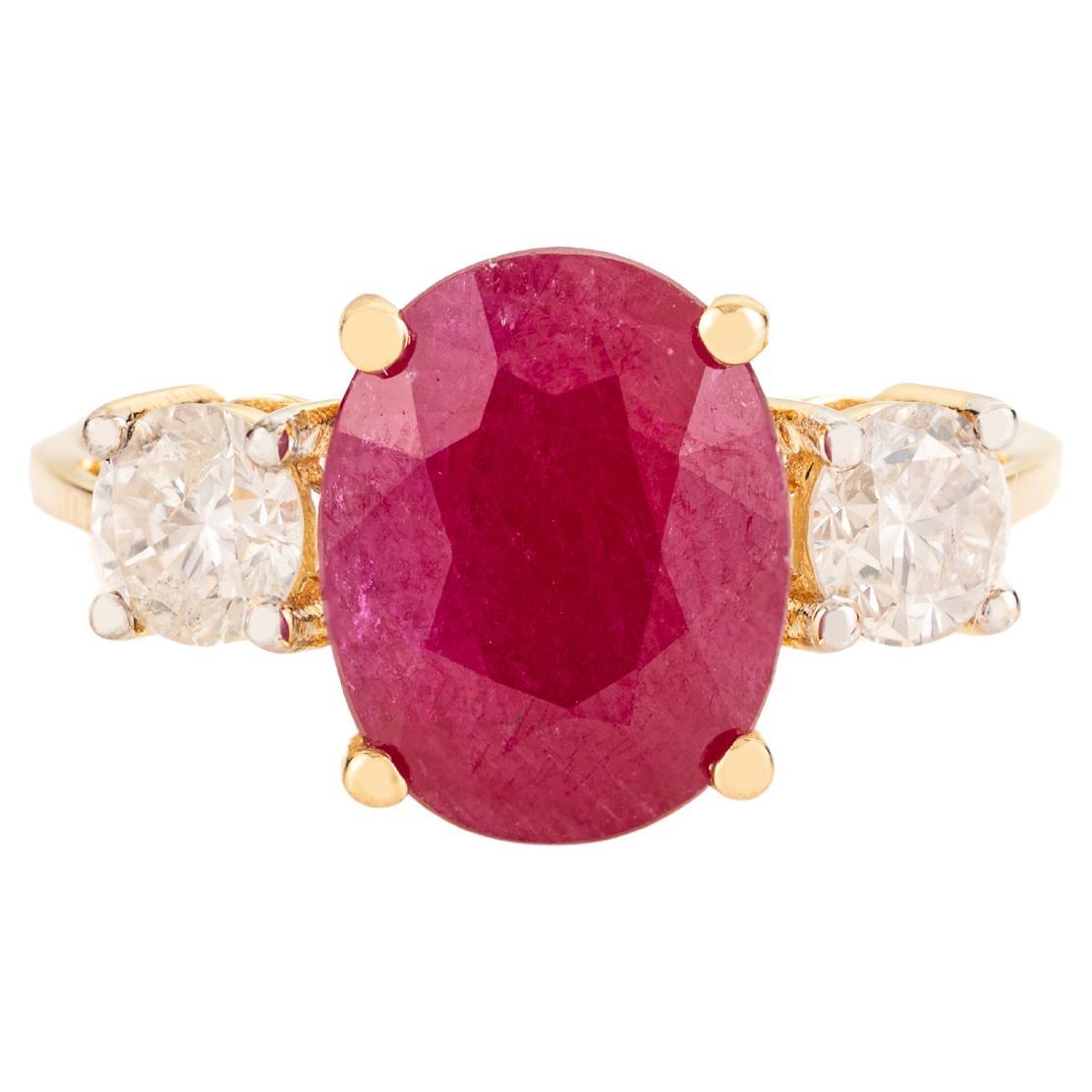 Tiffany and Co. Red Ruby Baguette Cut 18k Yellow Gold Three Stone Band ...