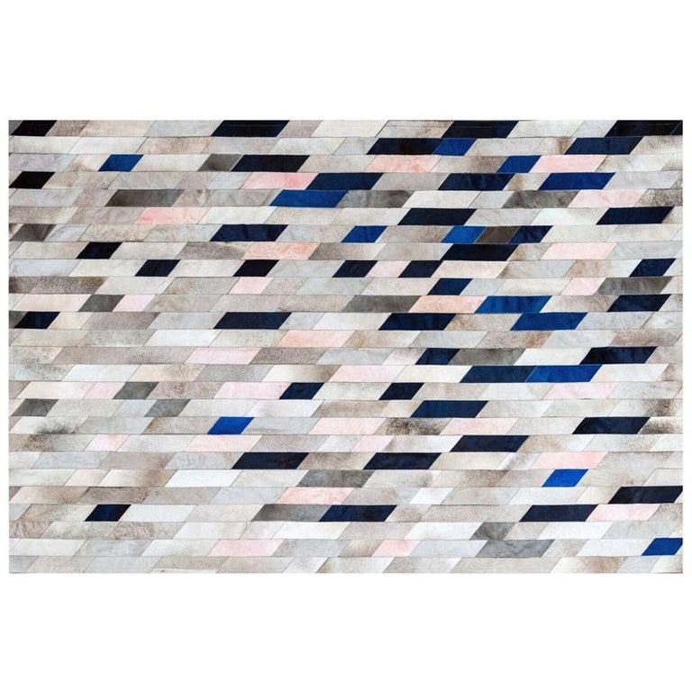 Timeless Retro Glam Art Hide Astila Rug Blue Cowhide Rug For Sale at ...