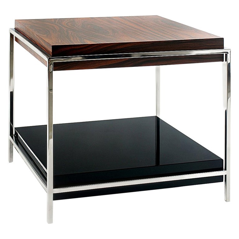 Times Side Table with Wooden Top and Stainless Steel Frame For Sale at ...
