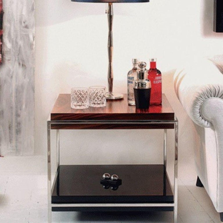 Times Side Table with Wooden Top and Stainless Steel Frame For Sale at ...