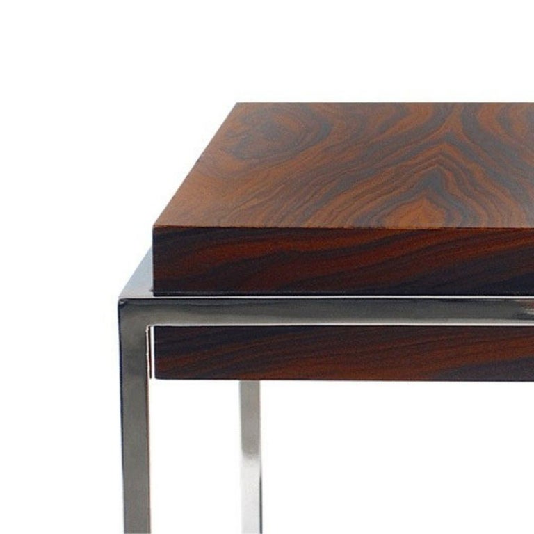 Times Side Table with Wooden Top and Stainless Steel Frame For Sale at ...