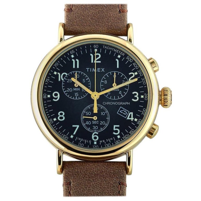 Timex Standard Chronograph Gold-Tone Brass Watch TW2T20900 at 1stDibs