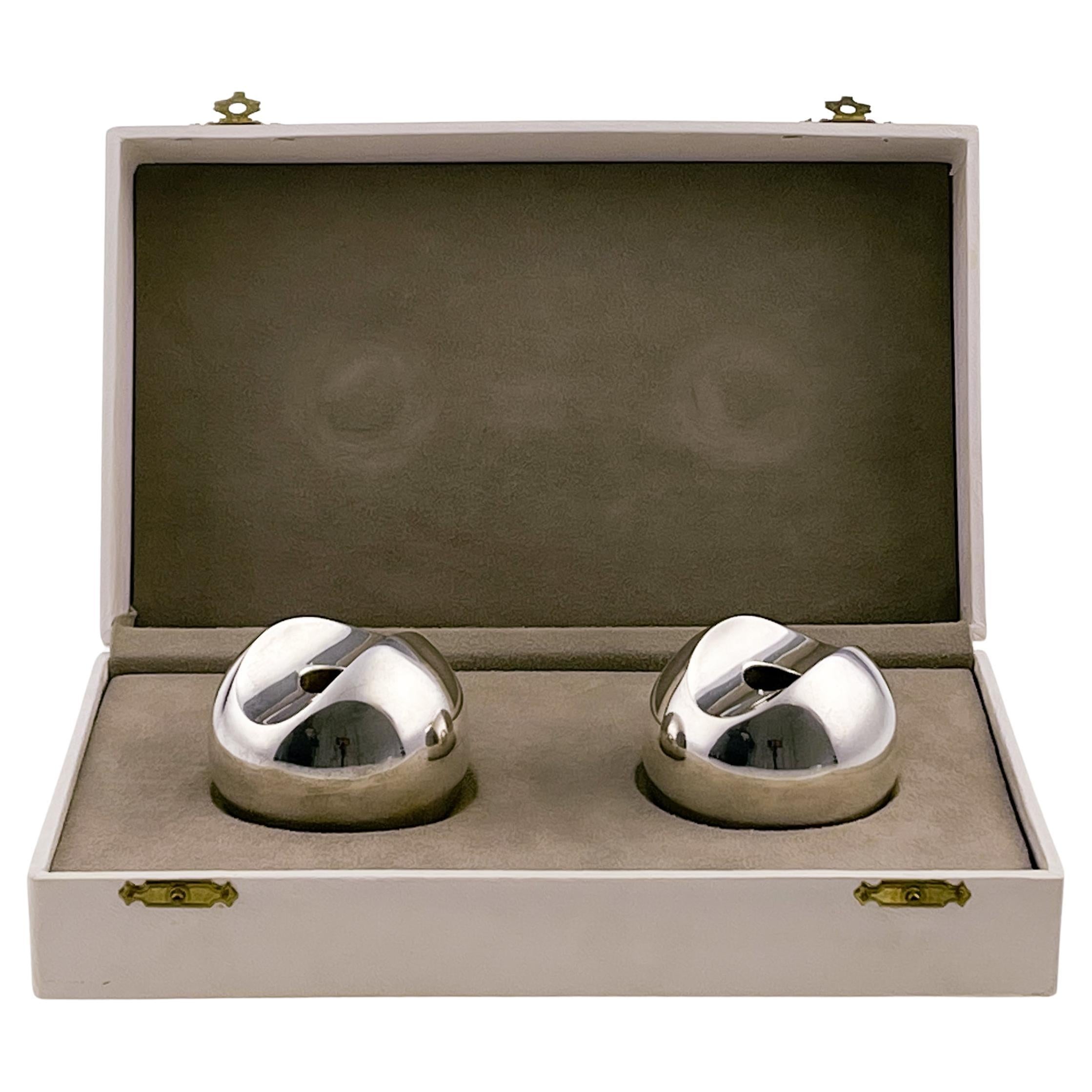 Chinese Silver Cosmetics Box, Decorated with Bats and a Peach, circa ...