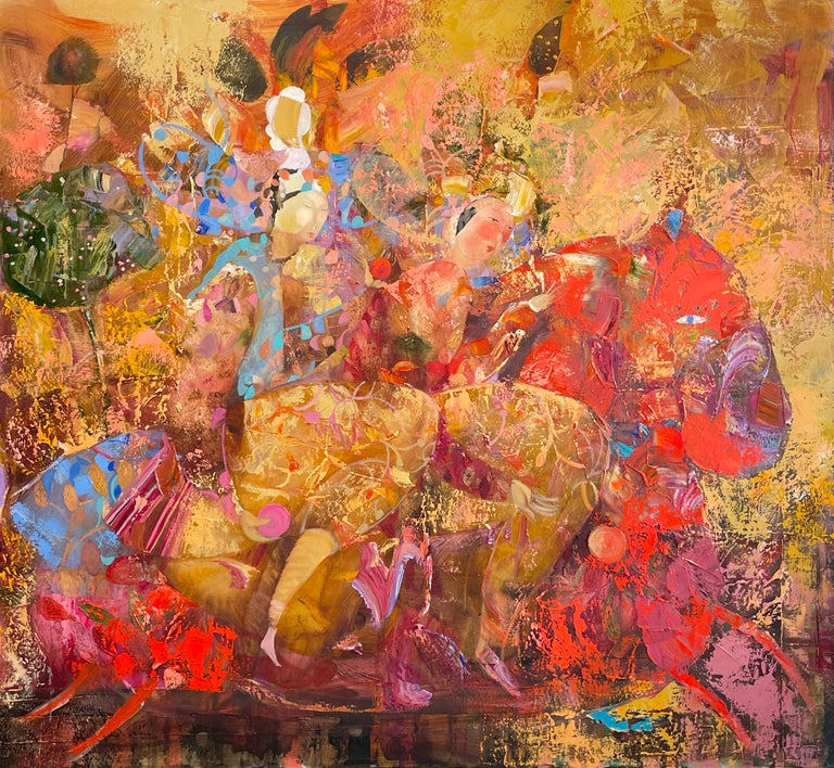 Timur Ernst Akhmedov - "Ball Game" Oil Painting 51" x 51" inch by Timur ...