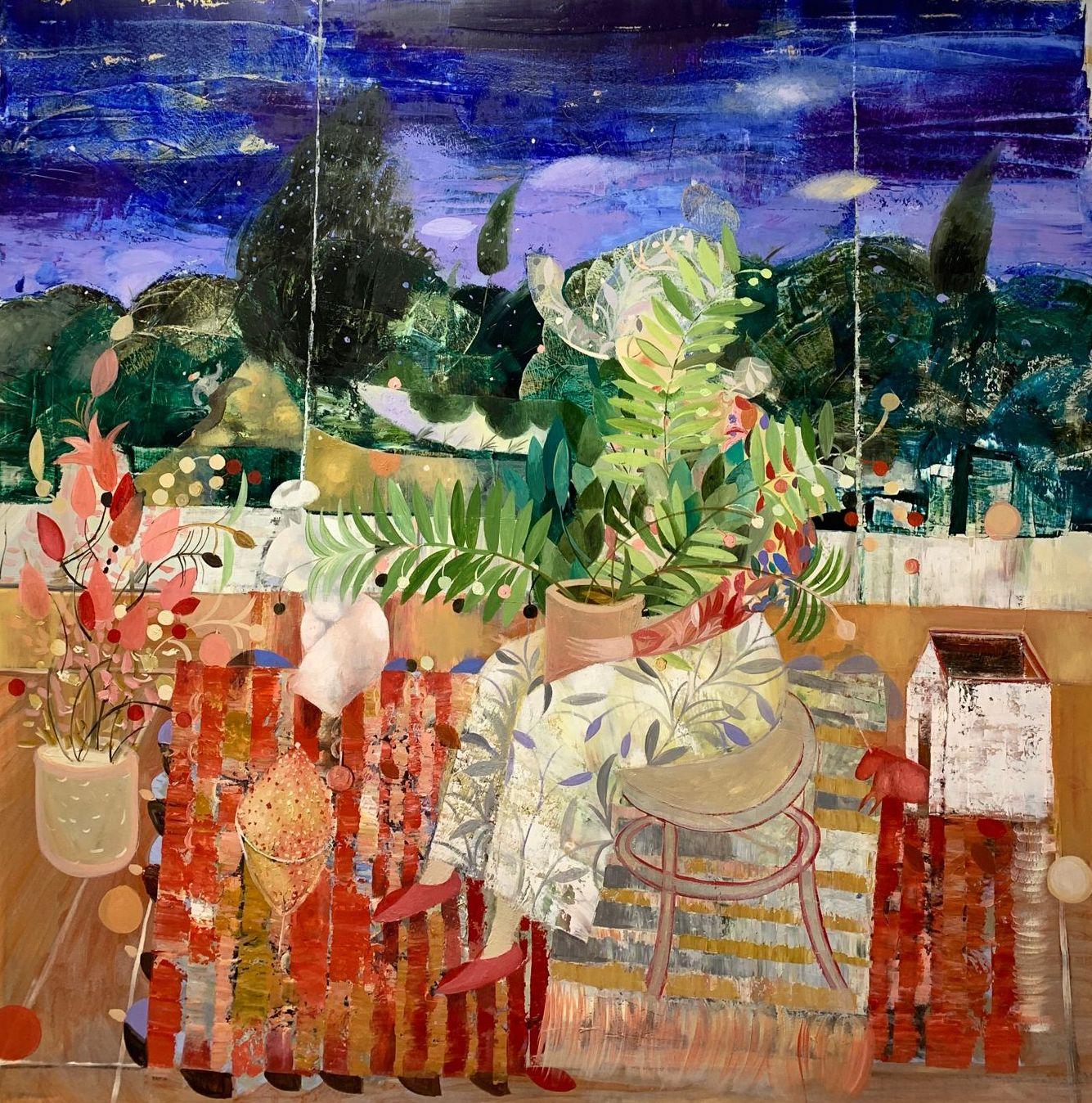 Timur Ernst Akhmedov - "Once in the Evening" Oil Painting 47" x 47 ...