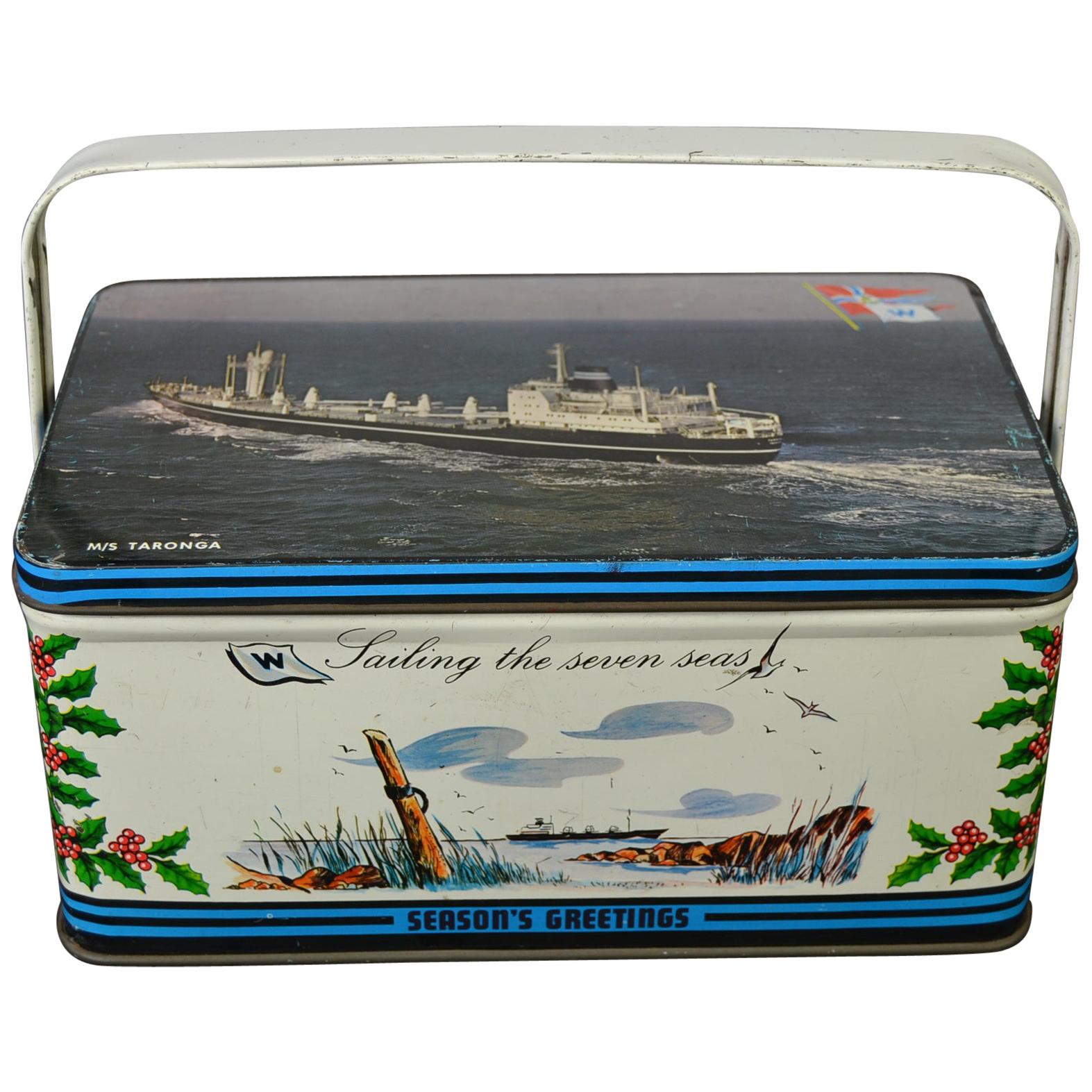 Tin Box with Handle, Wilh. Wilhelmsen Shipping Company, Oslo, Norway at ...