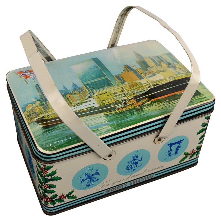 Tin Box with Handle, Wilh. Wilhelmsen Shipping Company, Oslo, Norway at ...
