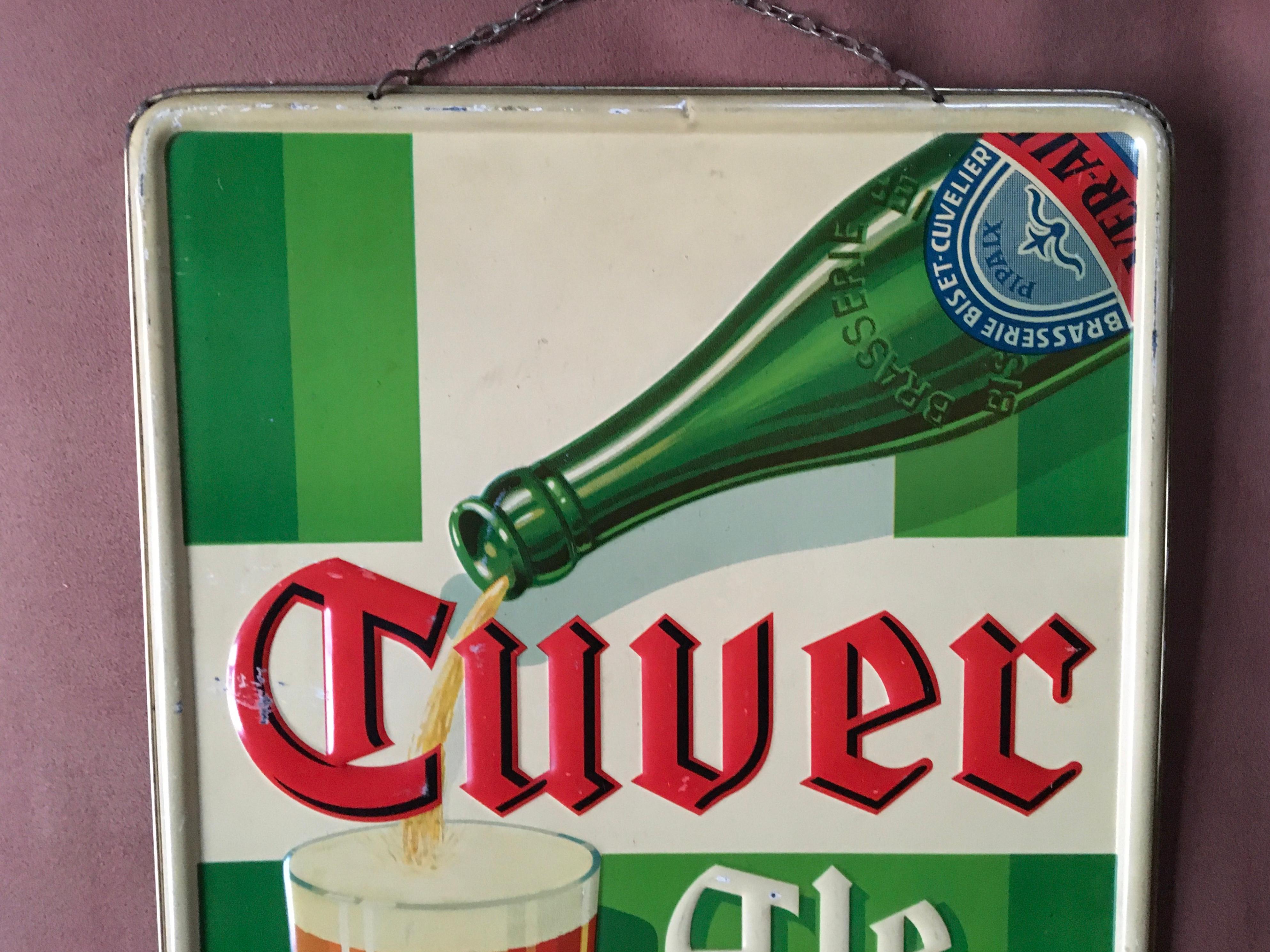 Tin Sign Belgian Beer Cuver Ale, 1937 For Sale at 1stDibs