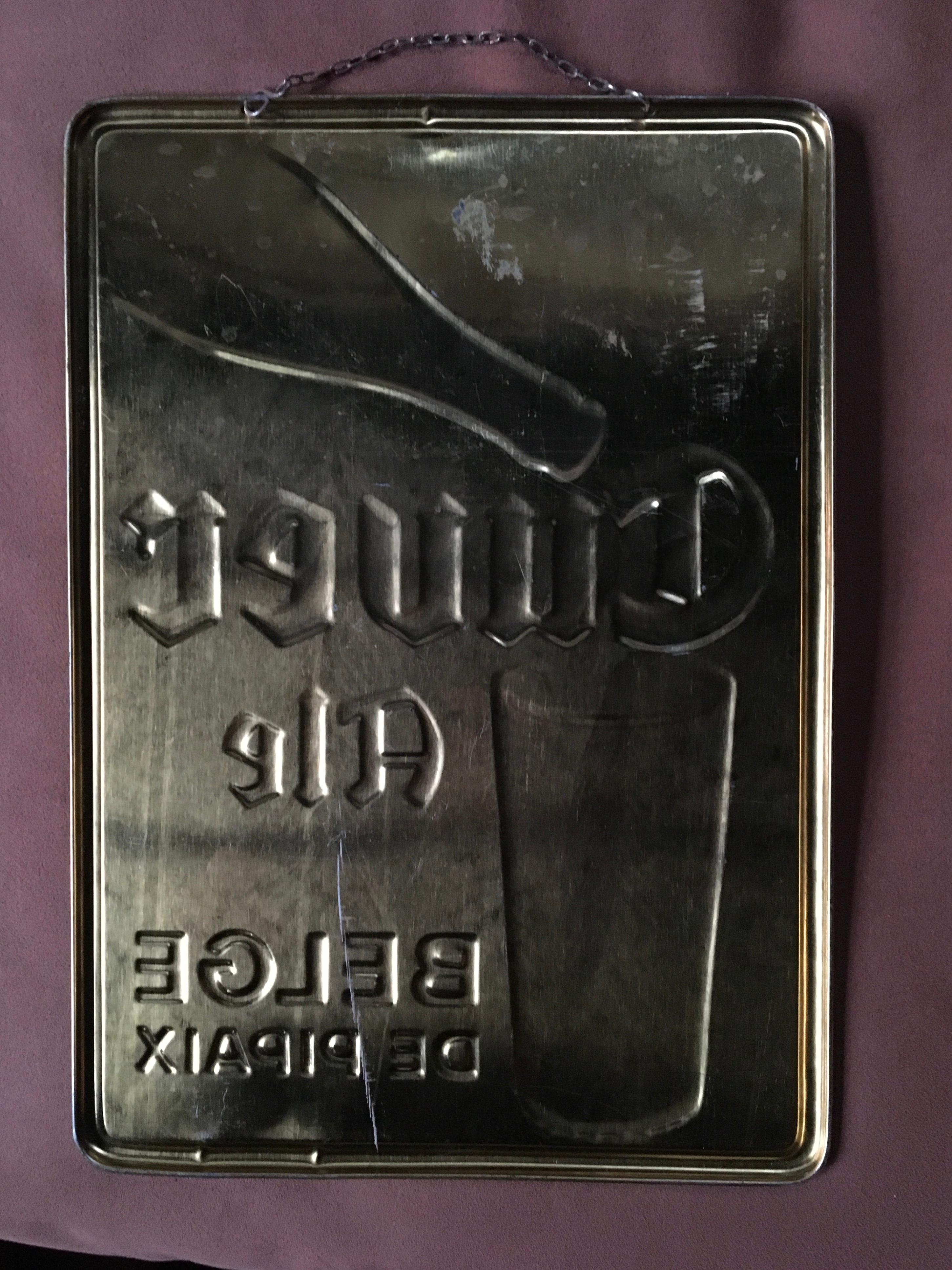 Tin Sign Belgian Beer Cuver Ale, 1937 For Sale at 1stDibs