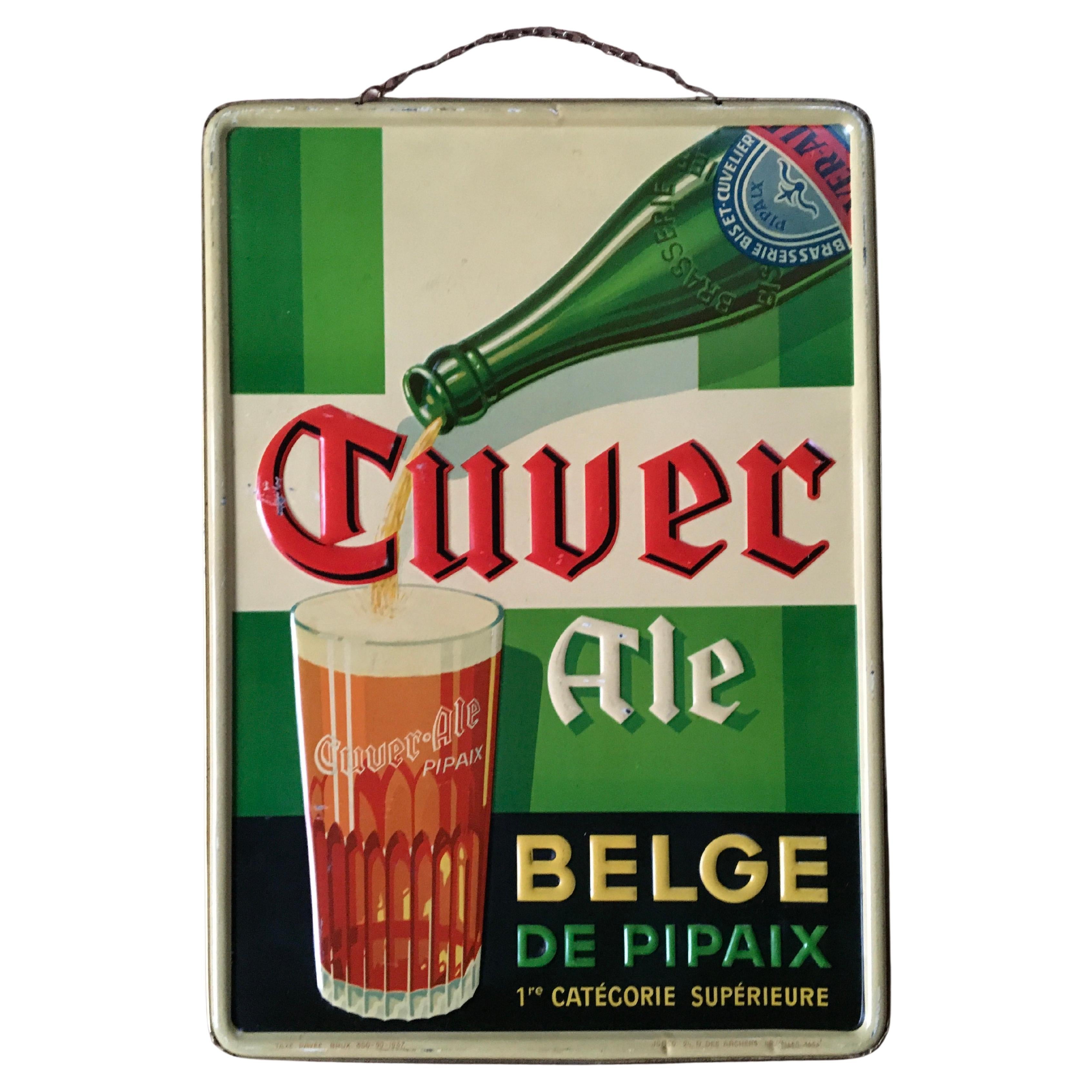 Tin Sign Belgian Beer Cuver Ale, 1937 For Sale at 1stDibs