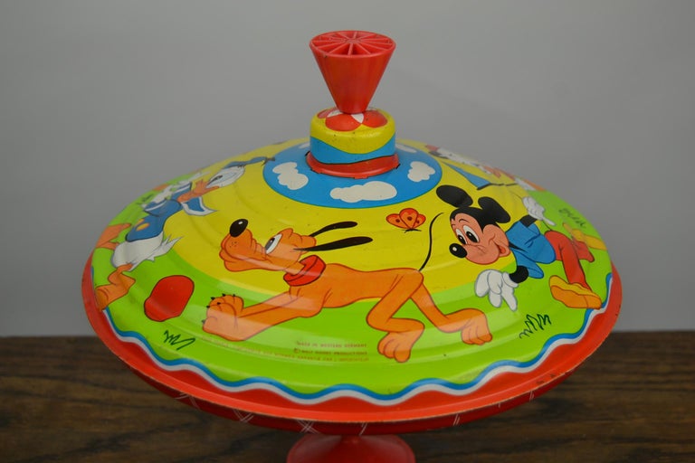 Tin Spinning Top Toy , Disney Characters by LBZ, Western Germany For ...