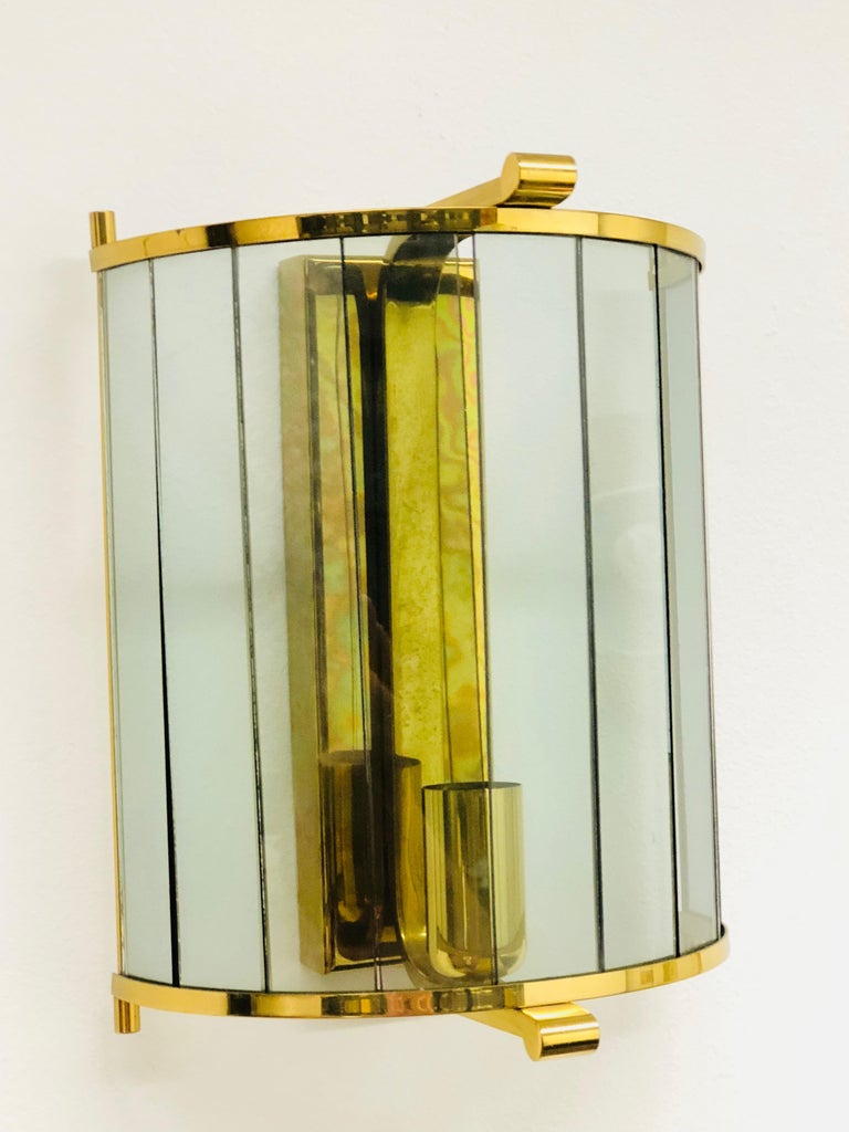 Tinted Glass Panes Wall Sconce Lamp Brass Vintage, German, 1960s For ...