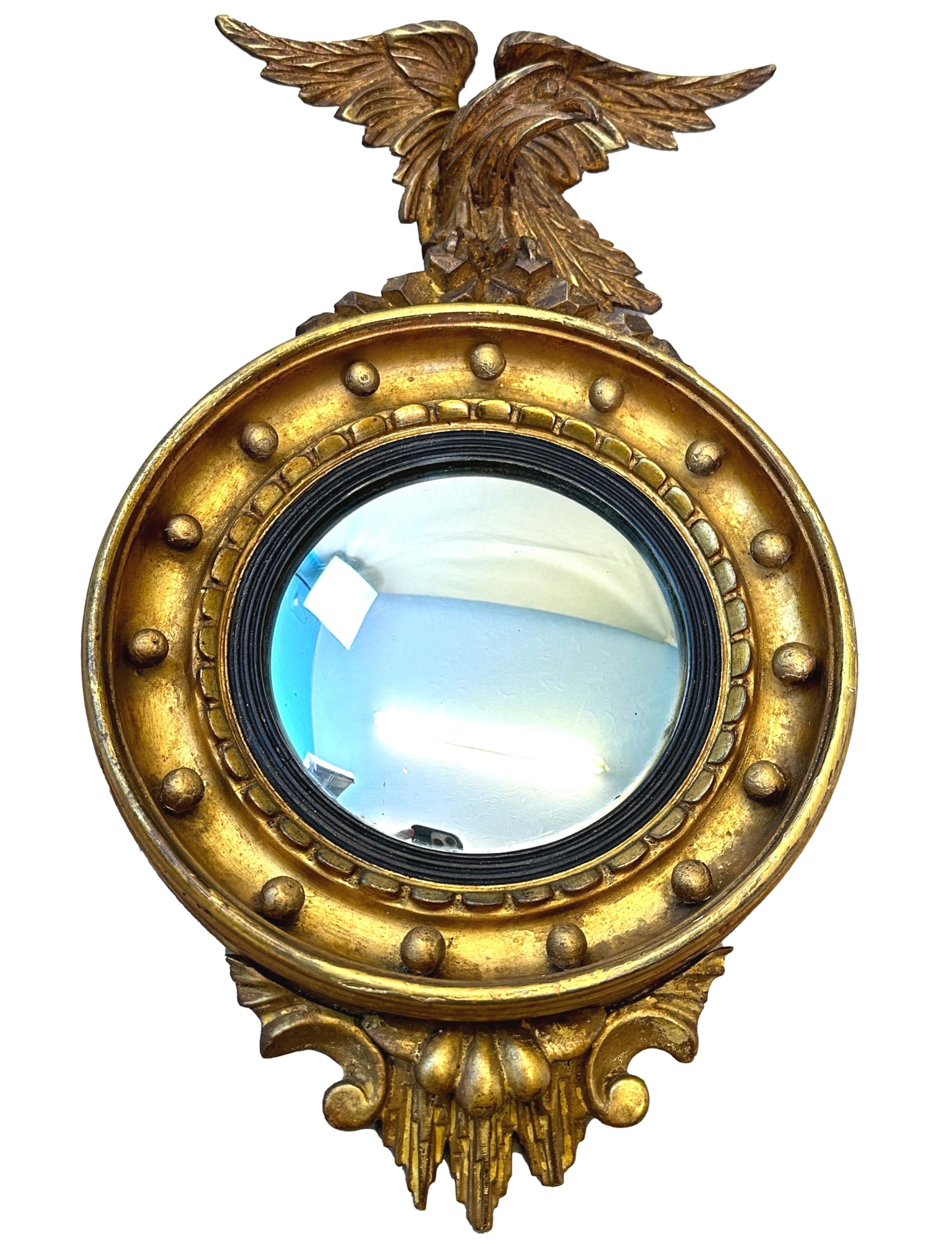 Tiny 19th Century Regency Gilt Convex Mirror For Sale at 1stDibs