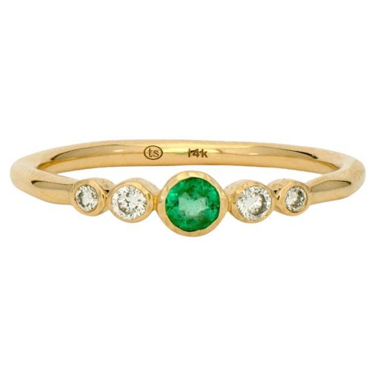 Tiny Sparkling Sea Emerald Band For Sale at 1stDibs