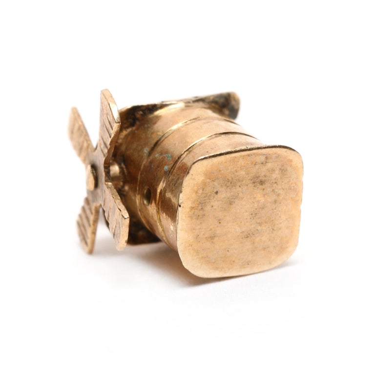 Tiny Windmill Charm, 14K Yellow Gold, Small Gold Charm For Sale at 1stDibs