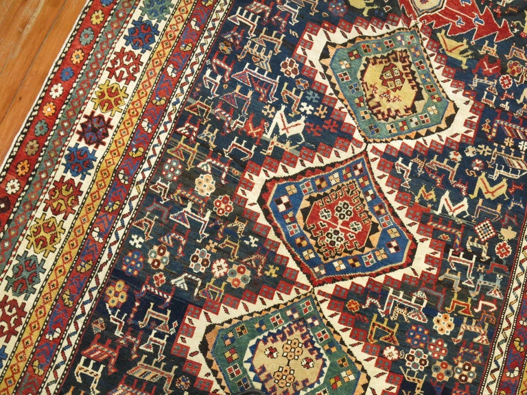 Tribal Antique Geometric Bird Shirvan Rug at 1stDibs