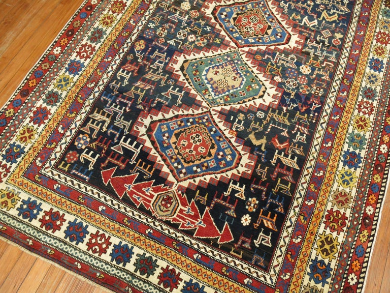 Tribal Antique Geometric Bird Shirvan Rug at 1stDibs