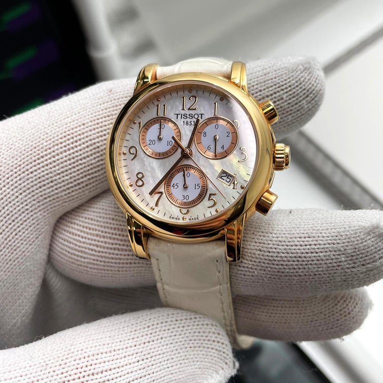 Tissot Dressport 33mm Steel Leather MOP Quartz Ladies Watch T050.217.36 ...