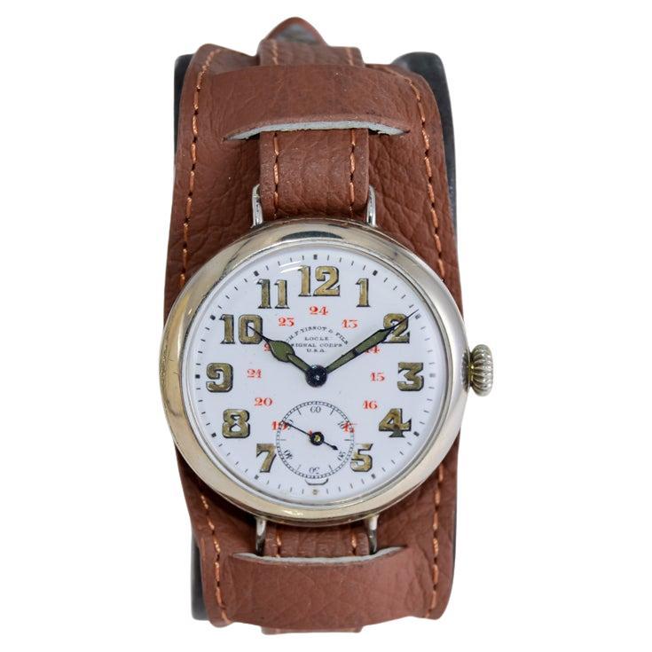 JW Benson Nickel Silver WW I Trench Watch with Original Enamel Dial ...