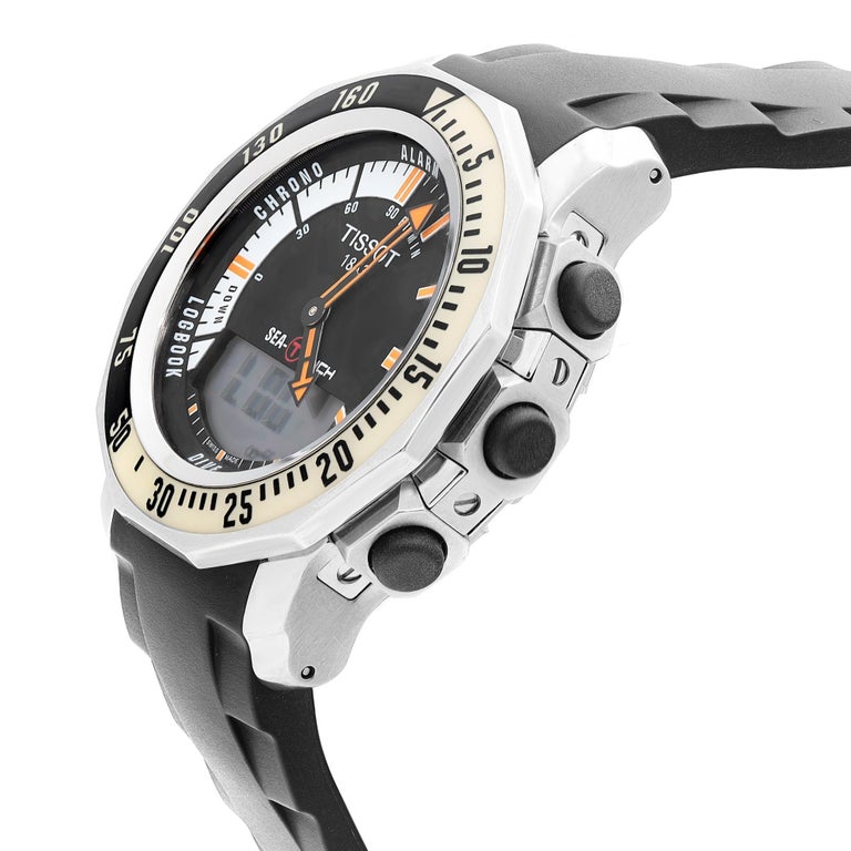 Tissot Sea-Touch Steel Black Dial Rubber Strap Quartz Watch T026.420.17.281.01 For Sale at 1stDibs