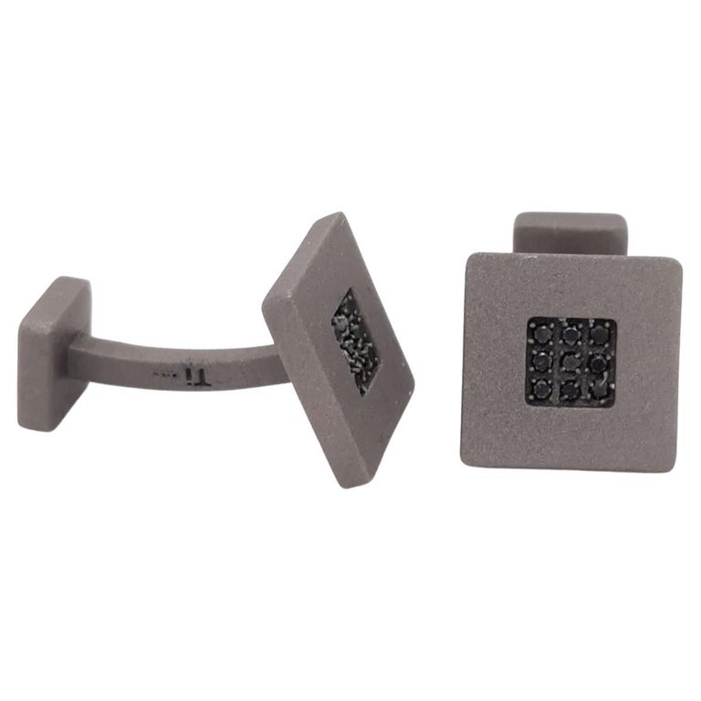 Titanium Black Diamond Square Cufflinks For Sale at 1stDibs